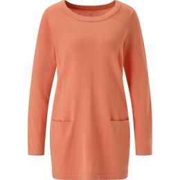 Damen Longpullover in leichter A-Form papaya, Gr&ouml;&szlig;e 42