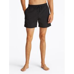 Badeshorts, Gr. M (50), N-Gr, schwarz, Microfaser, Obermaterial: 100% Nylon, Tommy Hilfiger Swimwear, Badehosen Badeshorts, mit Flag-Stickerei, mittellang, elastischer Bund