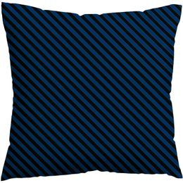 Kissenbezug Schlafgut "Premium Kissenbezug Woven Fade Satin (1 St)", blau (blau deep, off, schwarz), B:40cm L:40cm, Mako-Satin, Obermaterial: 100% Baumwolle, Kissenbez&uuml;ge, Kissenbezug, Ton-in-Ton Rei&szlig;verschluss, Fadendichte von 300tc, Streifen, OEKO Tex
