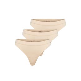 String Only "String ONLCHLOE LACE THONG 3er Pack", Damen, Gr. M, beige, Obermaterial: 94% Polyamid PA. 6% Elasthan EL., Unterhosen String