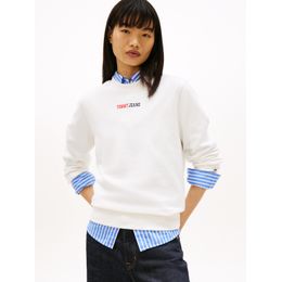 Sweatshirt Tommy Jeans "TJW REG ESS LOGO 2 CREW EXT", Damen, Gr. L (40), ecru, Sweatware, Obermaterial: 100% Baumwolle, unifarben, Rundhals, Sweatshirts Sweatshirt
