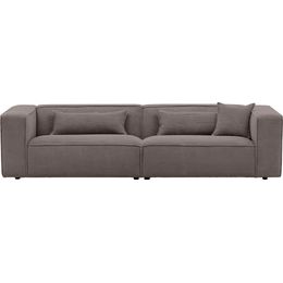 3-Sitzer "PIARA, Couch mit Kedernaht, Sofa in Cord, Leinenoptik o. Strukturstoff", beige (taupe), B:275cm H:66cm T:101cm, 100% Polyester, LeGer Home by Lena Gercke, Sofas, 3-Sitzer, schwarze F&uuml;&szlig;e, bequemer Sitzkomfort