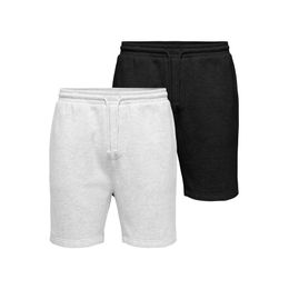 Only & Sons Shorts ONLY & SONS "ONSCHASE REG SWEAT SHORTS 2-PACK OTL", Damen, Gr. S, N-Gr, schwarz pack:1 x schwarz 1 x lgm, Web, Obermaterial: 52% Baumwolle, 48% Polyester, unifarben, regular fit normal, Hosen Shorts
