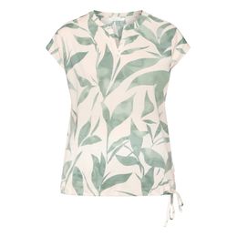 BETTY & CO Rundhalsshirt BETTY & CO "Casual-Shirt mit Tunnelzug", Damen, Gr. L, bunt (nature, gr&uuml;n), Obermaterial: 50% Baumwolle CO. 50% Modal CMD., Shirts Rundhalsshirt