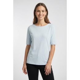 LIEBLINGSST&Uuml;CK T-Shirt LIEBLINGSST&Uuml;CK "Candice", Damen, Gr. S, blau (skyway), Single Jersey, Obermaterial: 100% Baumwolle, clean, unifarben, regular fit normal, Rundhals, Rollsaum, Shirts T-Shirt, mit Rundhals