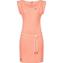 Shirtkleid Ragwear "Shirtkleid Chego Stripes Intl.", Damen, Gr. XL, N-Gr, rot (coral22), Obermaterial: 50% Baumwolle CO. 50% Polyester PES. Obermaterial: 100% Baumwolle CO., Kleider Shirtkleid