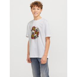 Jack & Jones T-Shirt JACK & JONES JUNIOR "JORANATOMY SKULL TEE SS CREW NECK SN JNR", Jungen, Gr. 128, wei&szlig; (hellwei&szlig;), Single Jersey, Obermaterial: 100% Baumwolle, bedruckt, relaxed fit normal, Rundhals, Shirts T-Shirt
