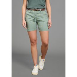 Chinoshorts Kangaroos, Damen, Gr. 36, N-Gr, salbei, Web, Obermaterial: 98% Baumwolle, 2% Elasthan, figurbetont kurz, Hosen Chinoshorts, kurze Hose mit geradem Bein, aus Baumwolle und Elasthan
