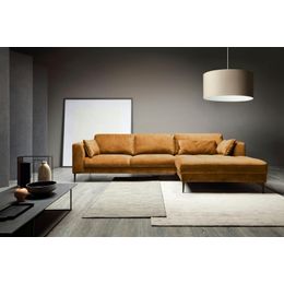 Ecksofa Trendmanufaktur "Luzi, wahlweise mit Schlaffunktion & Bettkasten., L-Form", orange (golden orange), B:280cm H:80cm T:168cm, 100% Polyester, Sofas, Ecksofa, Designsofa mit tollem Sitzkomfort, Metallf&uuml;&szlig;e schwarz, Breite 280 cm