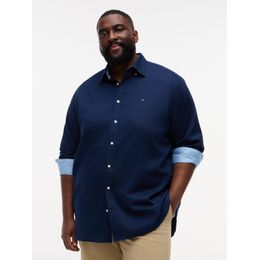Tommy Hilfiger Big & Tall Langarmhemd "BT- LINEN", Damen, Gr. XXL, N-Gr, carbon navy, Web, Obermaterial: 52% Baumwolle, 48% Leinen, TOMMY HILFIGER BIG & TALL, regular fit normal, Manschette, Hemden Langarmhemd, Gro&szlig;e Gr&ouml;&szlig;en Regular Fit Button-down-Leinenmix