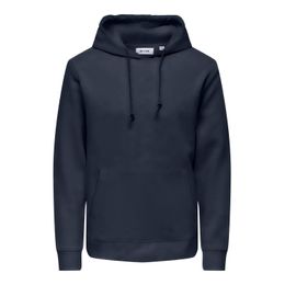 Only & Sons Kapuzensweatshirt ONLY & SONS "ONSCHASE REG HOOD SWEAT OTL", Damen, Gr. M, navy blazer, angeraute Sweatware, Obermaterial: 52% Baumwolle, 48% Polyester, unifarben, regular fit normal, ohne Ausschnitt, Rippb&uuml;ndchen, Sweatshirts Kapuzensweatshirt