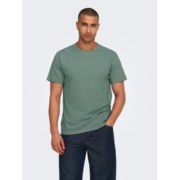Only & Sons Rundhalsshirt ONLY & SONS "ONSMAX LIFE REG SS STITCH TEE", Herren, Gr. S, gr&uuml;n (iceberg gr&uuml;n), Single Jersey, Obermaterial: 100% Baumwolle, unifarben, regular fit normal, Rundhals, Shirts Rundhalsshirt