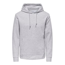 Only & Sons Kapuzensweatshirt ONLY & SONS "ONSCHASE REG HOOD SWEAT OTL", Damen, Gr. XXL, light grau melange, angeraute Sweatware, Obermaterial: 52% Baumwolle, 48% Polyester, meliert, regular fit normal, ohne Ausschnitt, Rippb&uuml;ndchen, Sweatshirts Kapuzensweatshirt
