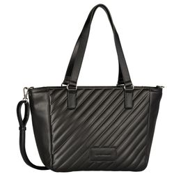 Shopper Tom Tailor "Mirela", Damen, Gr. B/H/T: 44cm x 26,5cm x 15cm, schwarz, Polyurethan, Taschen Shopper, weich wattiert und elegant in trendigen Formaten