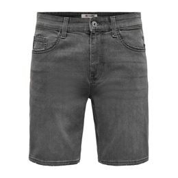 Only & Sons Shorts ONLY & SONS "ONSWEFT BOX PIM DNM SHORTS OTL", Damen, Gr. M, N-Gr, medium grau denim, Web, Obermaterial: 50% Baumwolle, 30% Polyester, 18% Viskose, 2% Elasthan, unifarben, regular fit knielang, Hosen Shorts