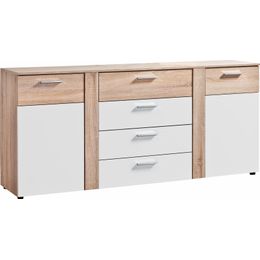 Kommode Procontour "Trenti", wei&szlig; (eichefarben, wei&szlig;), B:180cm H:81cm T:40cm, Sideboards, Kommode, H&ouml;he 81 cm, mit variabel verstellbaren Einlegeb&ouml;den