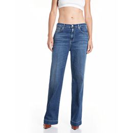 Straight-Jeans Replay "MELJA", Damen, Gr. 26, L&auml;nge 32, dunkelblau 117, Denim/Jeans, Obermaterial: 99% Baumwolle, 1% Elasthan, straight fit lang, Jeans Straight-Jeans, mit weitem Bein