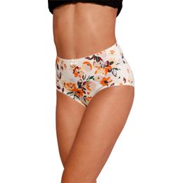 Damen Taillenslip im 5er-Pack champagner-bedruckt + orange + apricot + bordeaux, Gr&ouml;&szlig;e 40/42