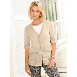 Strickjacke Classic Basics, Damen, Gr. 50, sand, 100% Polyacryl, unifarben, Strickjacken Strickjacke