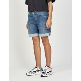 Boyfriend-Hose Gang "94NICA SHORTS", Damen, Gr. 30, N-Gr, lovely denim blau, Denim/Jeans, Obermaterial: 90% Baumwolle, 8% Polyester, 2% Elasthan, used, kurz, Hosen Boyfriend-Hose, mit offener Kante und Umschlagsaum