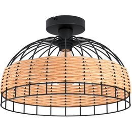 Eglo Deckenleuchte "ANWICK Deckenlampe, Stahl und Rattan, E27, IP20, Esszimmerlampe, Lampe", schwarz (schwarz, natur), 1, Leuchten, Deckenleuchte, Wohnzimmer, H26,50, &Oslash;38 cm, schwarz, natur, 1X60W exkl., Deckenleuchte