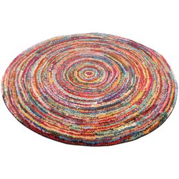 Hochflor-Teppich OCI DIE TEPPICHMARKE "Sixteen Round", bunt (multi), H:25mm &Oslash;:160cm, Kunstfaser, Teppiche, Hochflor-Teppich, Langflor, Shaggy, modernes Design, Wohnzimmer, Kinderzimmer