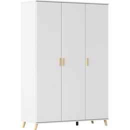 Kleiderschrank Rauch "Ottos Choice Skandi Kinderzimmer Schlafzimmerschrank FALUN", wei&szlig; (alpinwei&szlig;), B:137cm H:203cm T:53cm, Holzwerkstoff, Schr&auml;nke, Kleiderschrank, im modernen Skandi-Look, F&uuml;&szlig;e/Griffe Eiche massiv MADE IN GERMANY