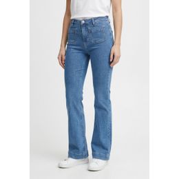 Bootcut-Jeans Only "ONLMADISON HW POCKET FLARED DNM GEN540", Damen, Gr. 27, L&auml;nge 32, light blau denim, Denim/Jeans, Obermaterial: 90% Baumwolle, 8% Polyester, 2% Elasthan, unifarben, lang, Jeans Bootcut-Jeans