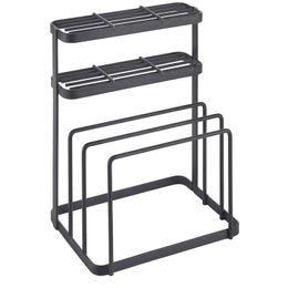 K&uuml;chenorganizer-Set Metaltex "mit exklusiver Metaltex ThermoTouch Beschichtung", schwarz, B:16cm L:23cm T:13cm, Kunststoff, Metall, K&uuml;chenhelfer-Sets, K&uuml;chenorganizer-Set, Messer- u. Schneidebrett-Organizer