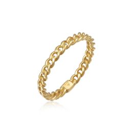 Silberring Elli Premium "Ring Gliederring Bandring Panzerkette 375er Gelbgold" Gr. 52, gold, Fingerringe, Damen, 52, Gelbgold 375, Silberring