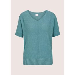 Madeleine Mode Longpullover MADELEINE "Strickpullover Strukturpullover mit Glanzeffekt", Damen, Gr. 34, silber (aqua, silberfarben), Obermaterial: 87% Baumwolle CO. 13% metallisierte Fasern MTF., Modern, figurumspielend, Pullover Longpullover, Glanzgarn