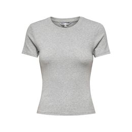 T-Shirt Only "ONLRILEY S/S TOPJRS", Damen, Gr. S, light grau melange, Jersey, Obermaterial: 96% Baumwolle, 4% Elasthan, unifarben, slim fit normal, Rundhals, Shirts T-Shirt, Baumwollmischung