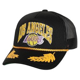 Mitchell & Ness Mitchell And Ness NBA Los Angeles Lakers Leaf Snapback Trucker Cap Schwarz HHSS5457-LALYY-ONE