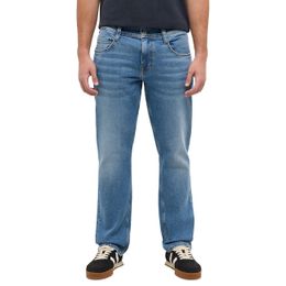 Straight-Jeans Mustang "Herren Style Denver Straight", Damen, Gr. 38, L&auml;nge 32, 583 mittelblau, Denim/Jeans, 99% Baumwolle, 1% Elasthan, unifarben, straight fit, Jeans Straight-Jeans