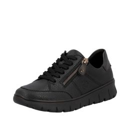 Plateausneaker Rieker, Damen, Gr. 43, schwarz, Glattleder, unifarben, Schuhe Plateausneaker, Freizeitschuh, Schn&uuml;rschuh, Halbschuh in Bequemweite G (= weit)