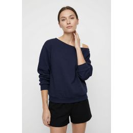 Sweatshirt Only "ONLRHINA L/S ONE SHOULDER NOOS SWT", Damen, Gr. L, night sky, Sweatware, Obermaterial: 60% Baumwolle, 40% Polyester, unifarben, oversize normal, tiefer Rundhals, Sweatshirts Sweatshirt, Baumwollmischung, oversize