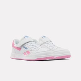 Sneaker Reebok CLASSIC "COURT ADVANCE ELASTIC LACE & TOP STRAP", M&auml;dchen, Gr. 32, wei&szlig;, playfulpink, warpedblau, Synthetik, Textil, Schuhe Sneaker