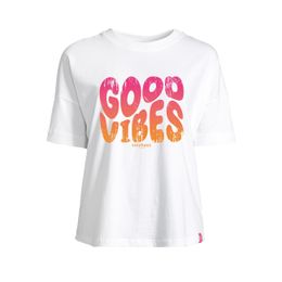 T-Shirt SALZHAUT "Shirt LEEV - GOOD VIBES", Damen, Gr. M, wei&szlig;, Obermaterial: 100% Baumwolle CO., Shirts T-Shirt