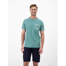 Kurzarmshirt Lerros, Herren, Gr. S, soft teal, Jersey, Obermaterial: 100% Baumwolle, unifarben, normal h&uuml;ftbedeckend, Rundhals, Shirts Kurzarmshirt, mit aufgesetzter Brusttasche