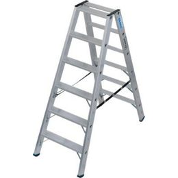 Krause STABILO Stufen-Doppelleiter 2x6, 225 kg, 80 mm D-Stufen, beidseitig begehbar, Alu-Gelenke, SafetyCap