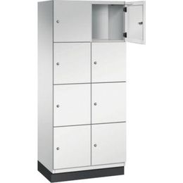 C+P Schlie&szlig;fachschrank Cambio, 2 Abteile, 8 F&auml;cher, mit Sockel, B 800 x T 525 x H 1980 mm, lichtgrau