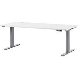 Sch&auml;fer Shop Sch&auml;fer Shop Genius Schreibtisch MODENA FLEX, elektrisch h&ouml;henverstellbar, Rechteck, T-Fu&szlig;, B 1800 x T 800 x H 645-1290 mm, wei&szlig;/wei&szlig;alu
