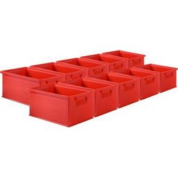 Sch&auml;fer Shop Stapelkasten SSI Sch&auml;fer 14/6-3, Polypropylen, Inhalt 7 l, rot, 10 St&uuml;ck