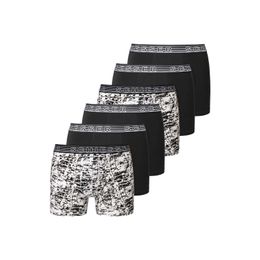 Boxershorts Schiesser "Boxershort 6er Pack", Jungen, Gr. 164, schwarz (schwarz, wei&szlig;), Obermaterial: 95% Baumwolle CO. 5% Elasthan EL., Unterhosen Boxershorts