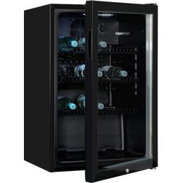 Exquisit Glast&uuml;rk&uuml;hlschrank GKS120-GT-160C Schwarz 118 l, Umluft, 3 Ablagen, T&uuml;rschloss, freistehend
