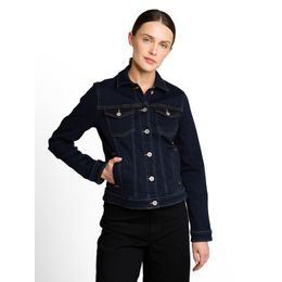 Jeansjacke Tom Tailor, Damen, Gr. XL, clean rinsed blau denim, Denim/Jeans, Obermaterial: 99% Baumwolle, 1% Elasthan. Futter: 100% Baumwolle, unifarben, regular fit h&uuml;ftbedeckend, Rundhals, Jacken Jeansjacke, mit Stretch