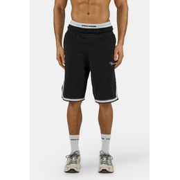 Sweatshorts Pegador "Signar Pique Basketball Shorts", Damen, Gr. L, N-Gr, schwarz, Sweatware, Obermaterial: 100% Baumwolle, unifarben mit Farbeinsatz, regular fit ca. Mitte Oberschenkel, Hosen Sweatshorts, Baumwolle, regular fit