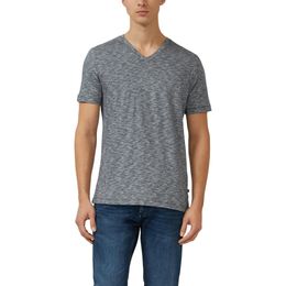Kurzarmshirt s.Oliver, Damen, Gr. XXL, blau melange, Single Jersey, Obermaterial: 100% Baumwolle, meliert, normal h&uuml;ftbedeckend, V-Ausschnitt, abgesteppte Kante, Shirts Kurzarmshirt, meliert
