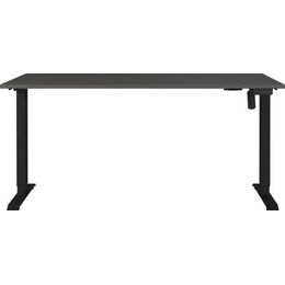 Schreibtisch Monaco, elektrisch h&ouml;henverstellbar, Rechteck, T-Fu&szlig;, Memorybedienpanel, B 1600 x T 800 x H 720-1190 mm, graphit/schwarz