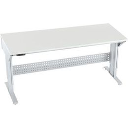 Sch&auml;fer Shop Sch&auml;fer Shop Pure Arbeitstisch AST31, elektrisch h&ouml;henverstellbar, Melaminplatte, T-Fu&szlig;, bis 400 kg, B 2000 x T 800 x H 725-1155 mm, wei&szlig;aluminium/lichtgrau